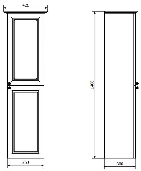 EBS Oxford Skříňka vysoká 35x140 cm, pravá, bílá pololesk