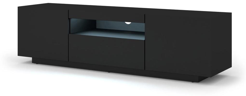 TV stolek/skříňka Aurinko 150 (matná černá) (s osvětlením). 1083433