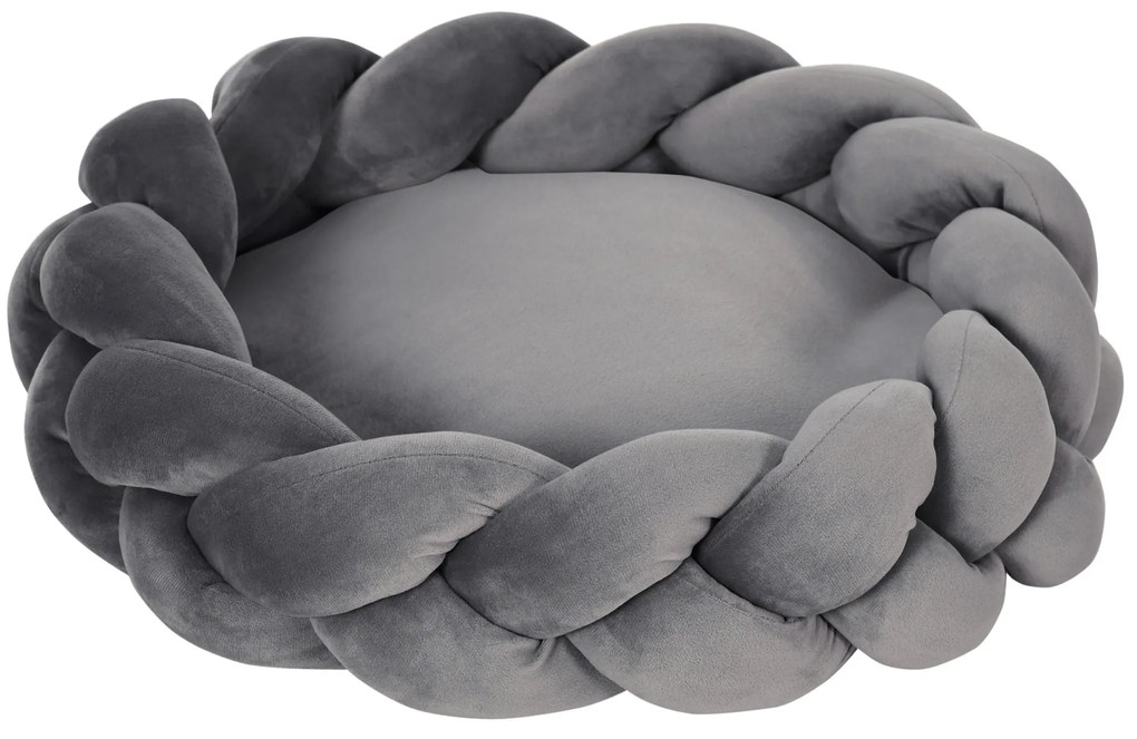 PawHut pohovka pro psy pratelná v pračce včetně polštáře kulatý pelíšek pro kočky 55 cm x 55 cm x 14 cm pro malé psy sametová na dotek šedá | Aosom.de