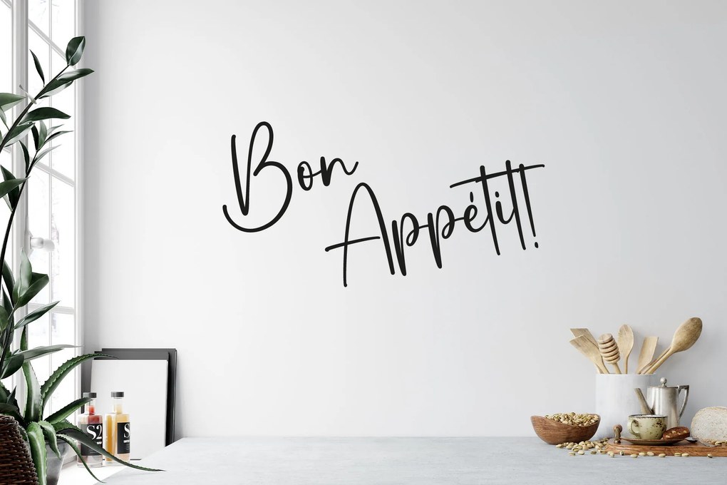 Samolepka na zeď Bon Appétit nápis Barevná varianta: Černá, Velikost (šířka x výška): 30x15cm