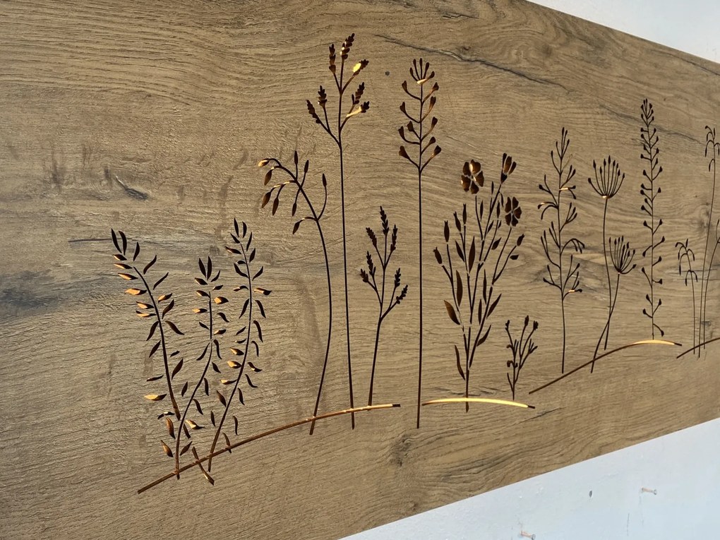 Li-Go "Louka dlouhá" světelný obraz 230V 120x40 cm provedení povrchu: ořech