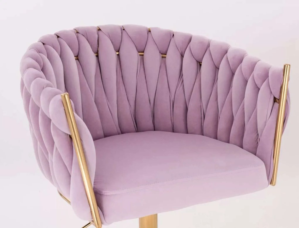 LuxuryForm DESIGN Otočná židle NORDEN VELUR na zlaté podstavě s kolečky - levandule