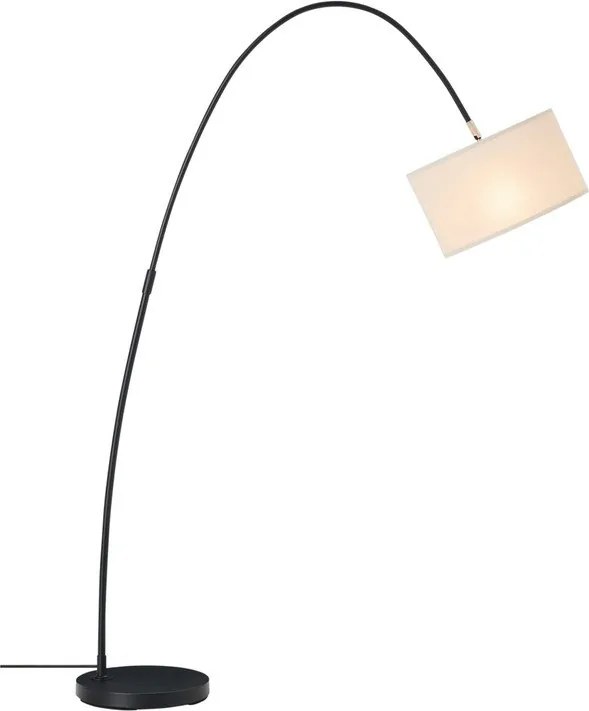 Bílá/černá látková stojací lampa s ohybatelnou konstrukcí (výška 145 cm) Arc – Ellos Home