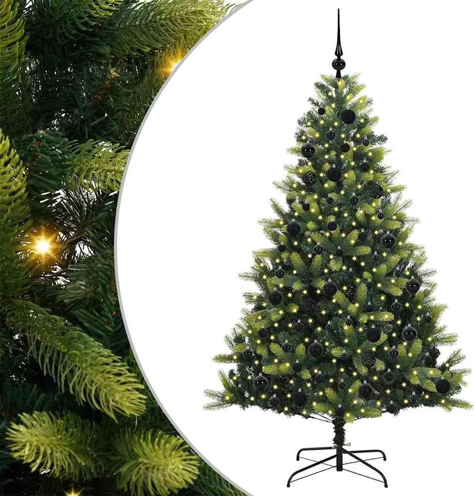 Umělý skládací vánoční stromeček 300 LED Zelená 180 cm PVC a PE 3395992