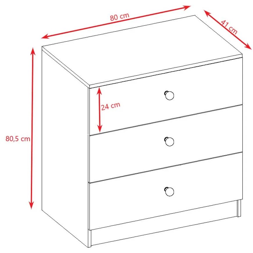 Babydreams | komoda | 80x80,5x41 cm | růžová/bílá