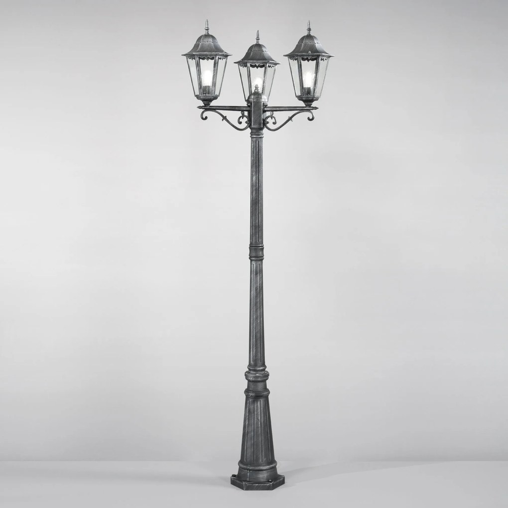 FAN LANT-FIRENZE/P3 Sloupkové svítidlo FIRENZE černá/stříbrná, 3xE27, IP44, 218 x 76,5 cm - FANEUROPE