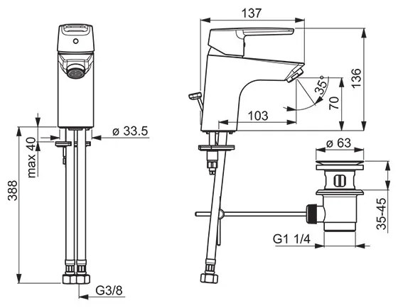 Hansa Umyvadlová stojánková páková baterie HANSAPOLO s výpustí 51402293