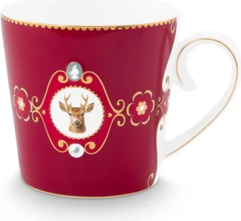 Pip Studio Love Birds hrnek 225ml, tmavě červený (Porcelánový hrnek Love Birds)