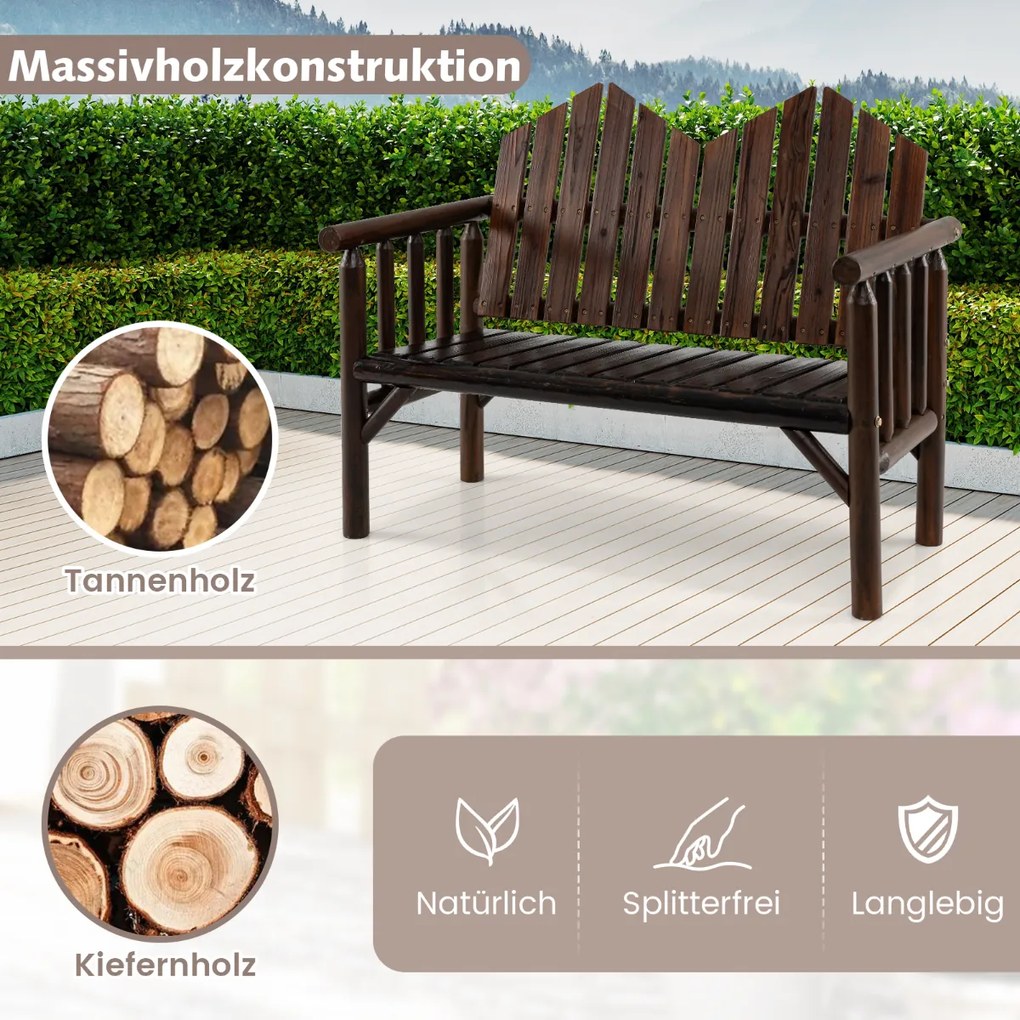 Costway 2-sedák zahradní lavice z masivního dřeva loveseat se šikmým opěradlem