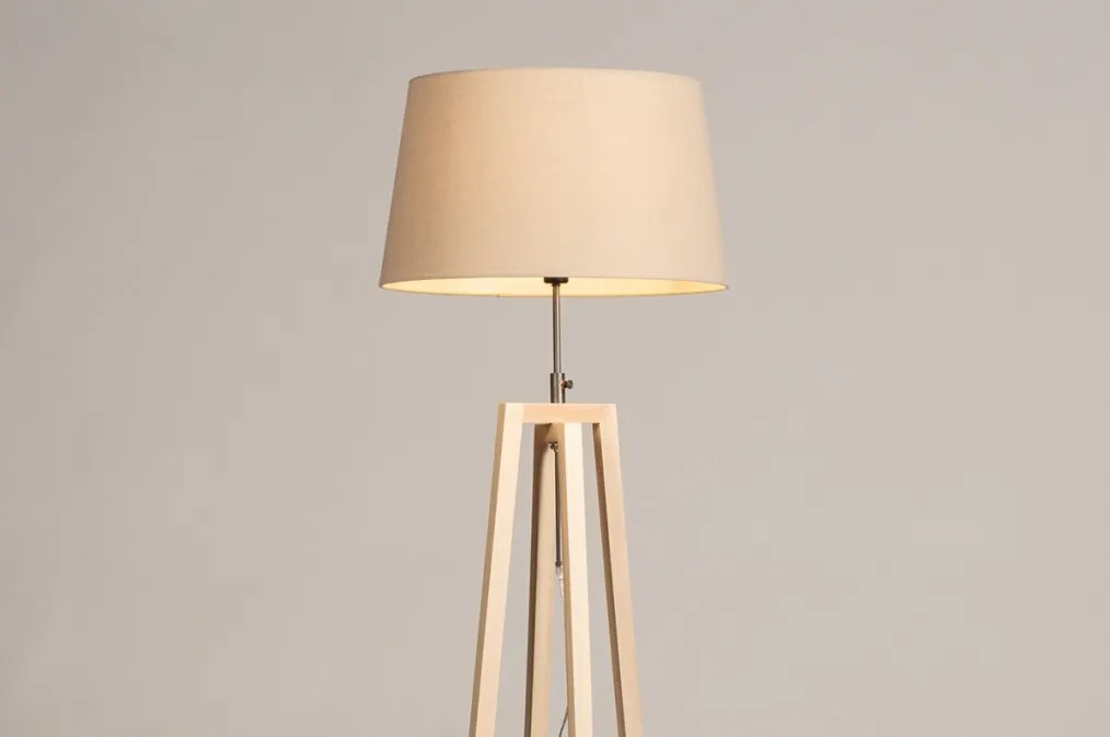Stojací designová lampa Paola Beige and Natur Wood