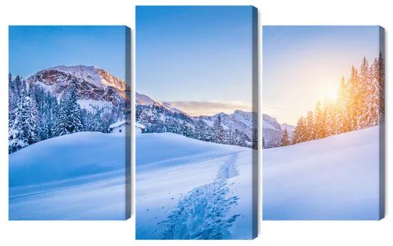 Vícedílný obraz Alpy V Zimním Období 3D Nedostatek Nedostatek Přírodní plátno 120x80