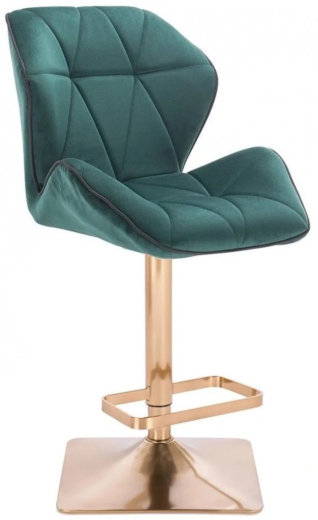 LuxuryForm DESIGN Barová židle MILANO MAX VELUR na zlaté hranaté podstavě - zelená