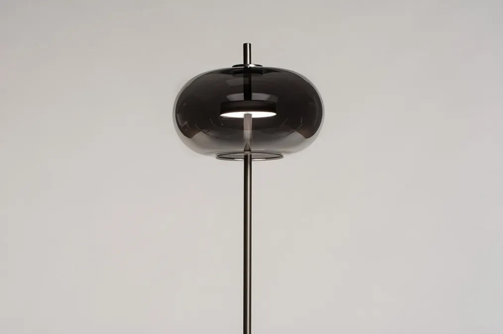 Stojací designová lampa Atomo Black and Satin Steel