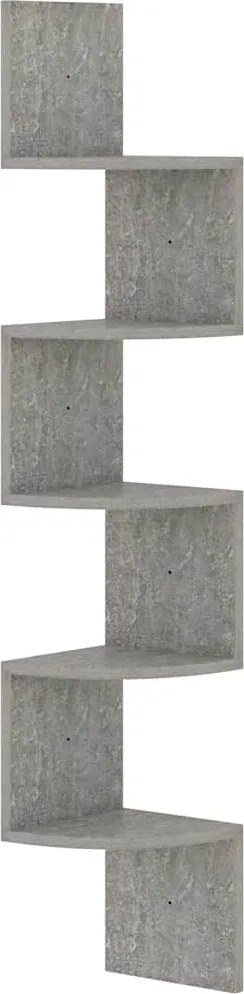 Nástěnná rohová police betonově šedá 19 x 19 x 123 cm kompozit 326835
