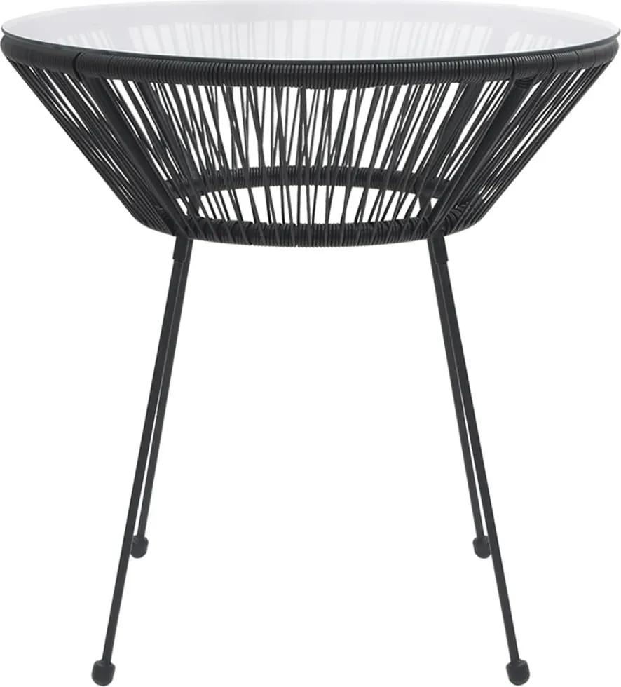 vidaXL Zahradní jídelní stůl černý Ø 70 x 74 cm ratan a sklo [312165]