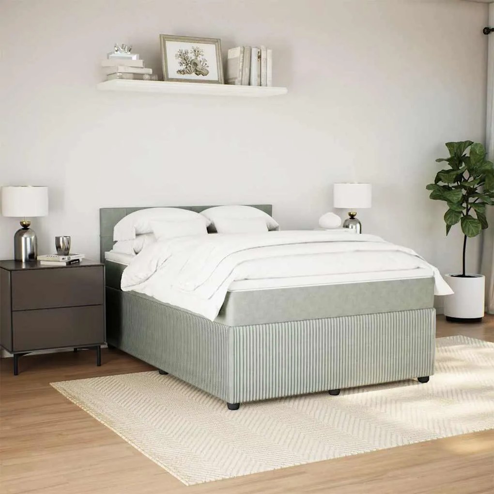 Box spring postel s matrací světle šedá 140x200 cm samet 3290058