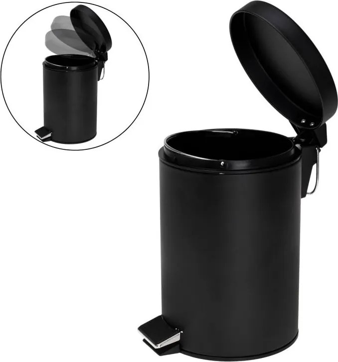 Erga Labi, kulatý odpadkový koš 3l na postavení, Soft-Close zavírání, černá matná, ERG-YKA-CH.LABI-SC-BLK