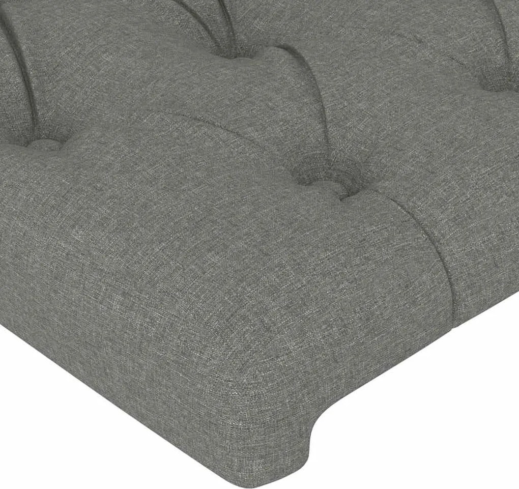 Čelo postele s LED tmavě šedé 183 x 16 x 118/128 cm textil 3124399