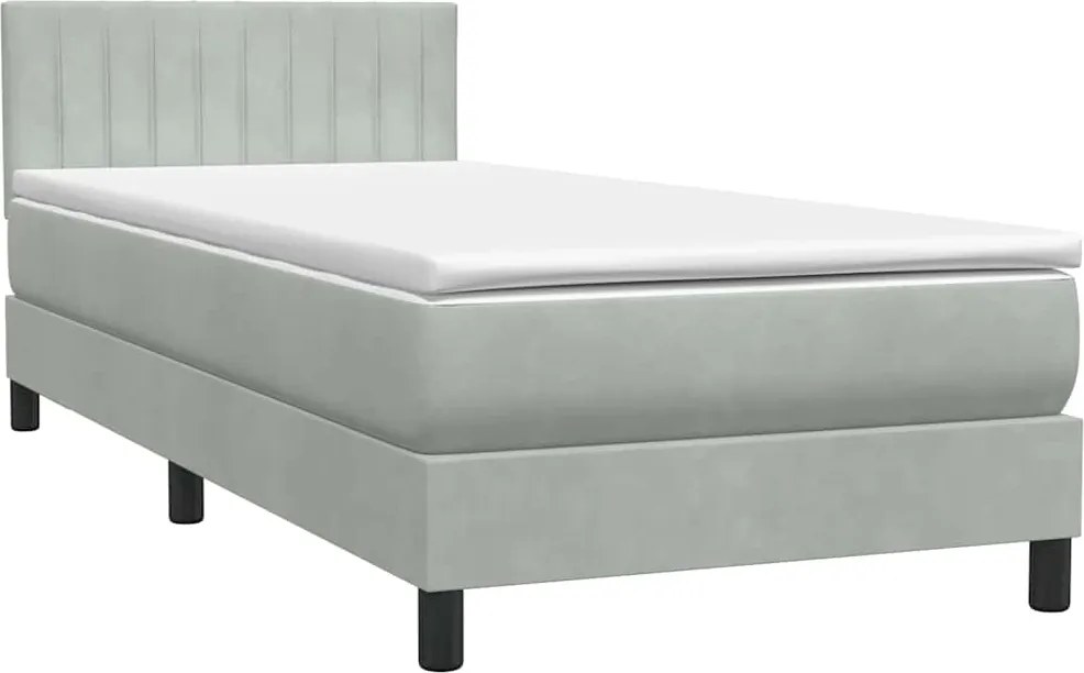 Box spring postel s matrací a LED Světle šedá 90x220 cm Samet 3317103