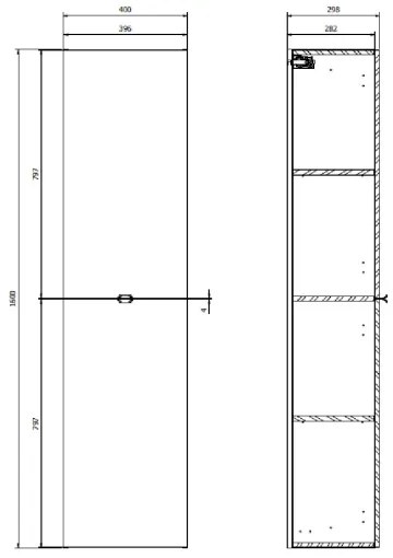 Cersanit S598-050-DSM - Závěsná koupelnová skříňka MALIKA 160x40 cm lesklá bílá