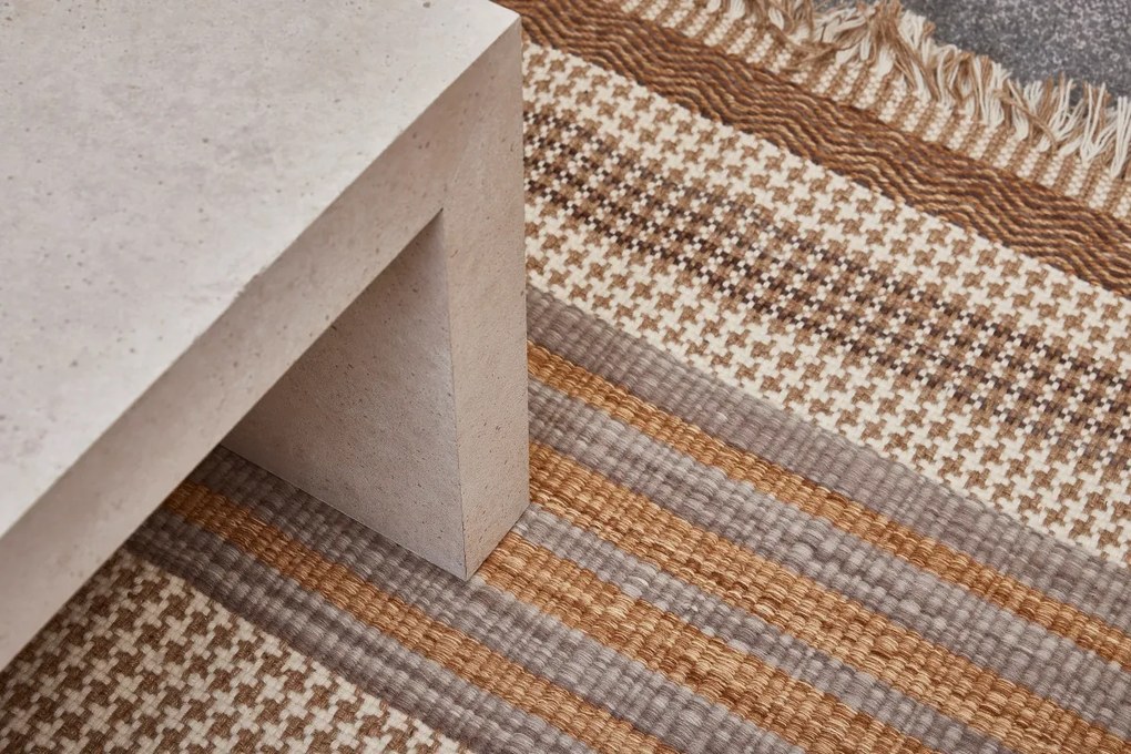 Ručne viazaný kusový koberec Houndstooth DESP HL89 Beige Mix, 160x230, béžová, hnedá, obývacia izba, Diamond Carpets India