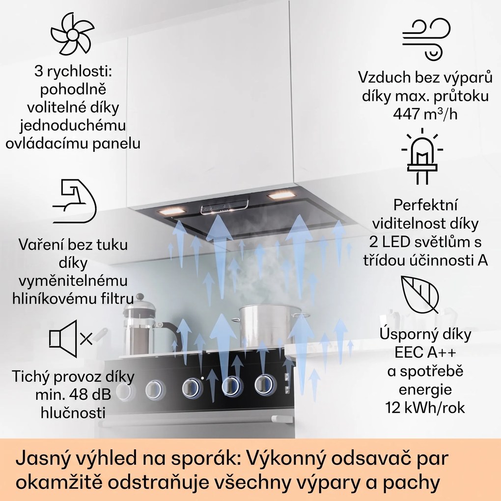 Klarstein Digestoř Camila vestavná 60 cm 369 m³/h LED Touch nerezová ocel