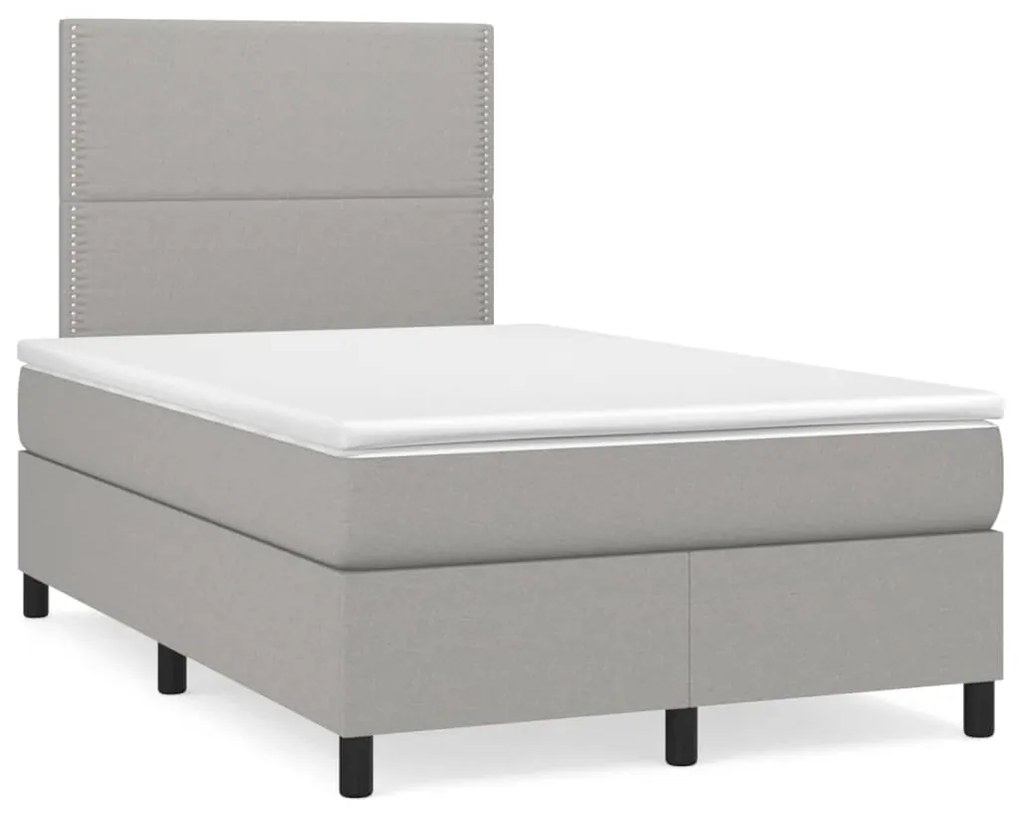 Box spring postel s matrací a LED světle šedá 120x190 cm textil 3270190