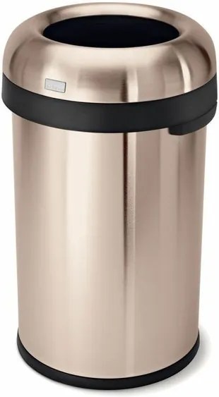 Odpadkový koš Simplehuman do komerčních prostor 80 l, kulatý, otevřený, ROSE GOLD ocel