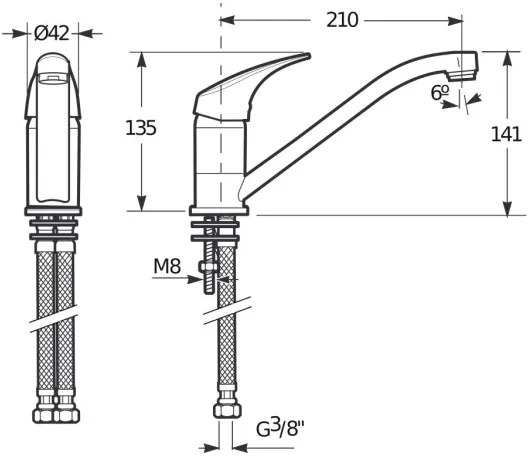 JIKA H3511N10042301 - Dřezová baterie TALAS 13,5 cm lesklý chrom