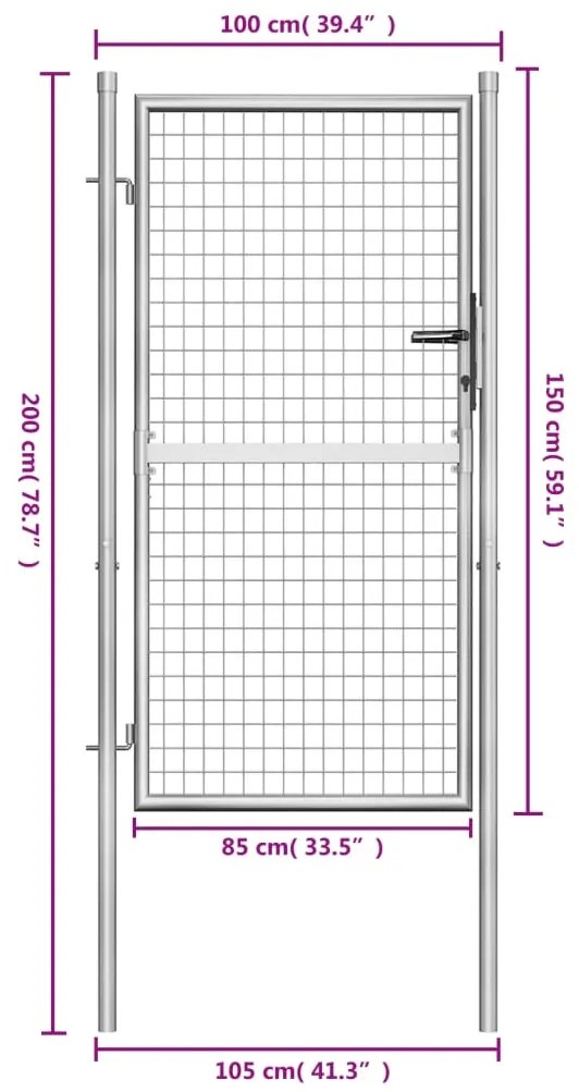 vidaXL Marketos Zahradní branka pozinkovaná ocel 100 x 150 cm stříbrná