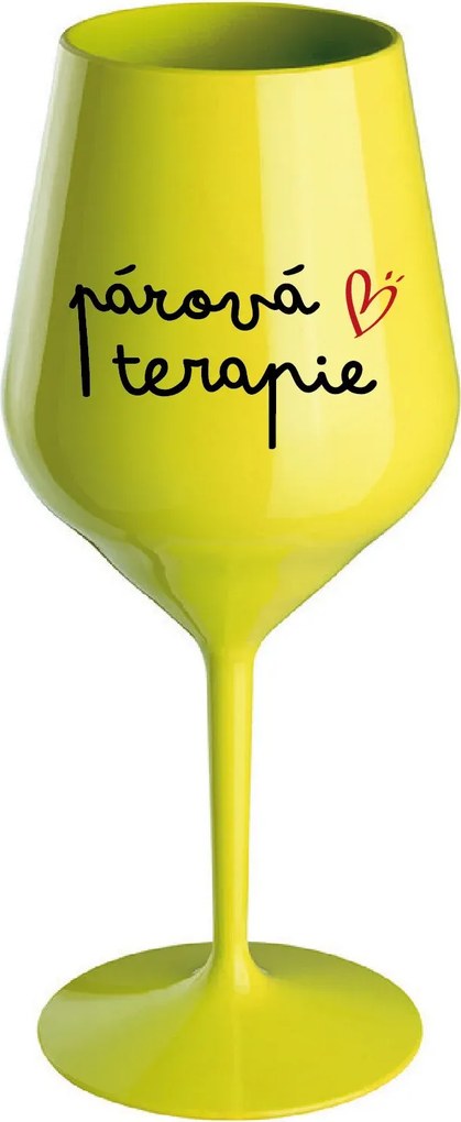 PÁROVÁ TERAPIE - žlutá nerozbitná sklenice na víno 470 ml
