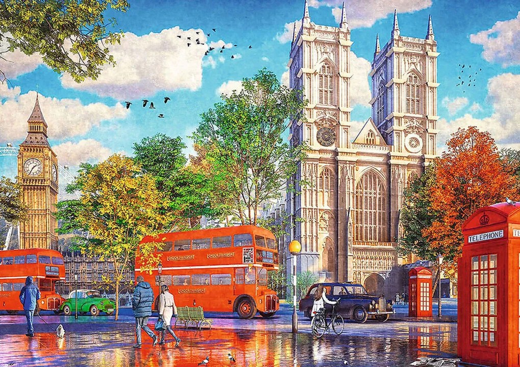 TREFL PUZZLE PREMIUM Čas na čaj Pohled na Londýn 69x48cm 1000 dílků tr10805