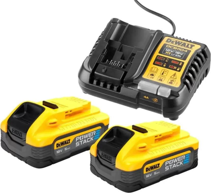 DeWALT 18V XR - sada (2x 5,0 Ah POWERSTACK akumulátor + nabíječka 12-18V XR Li-Ion)