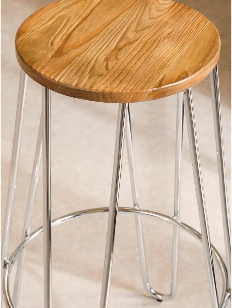 Barová stolička z jilmového dřeva ve stříbrné barvě/v přírodní barvě (výška sedáku 75 cm) District – Premier Housewares