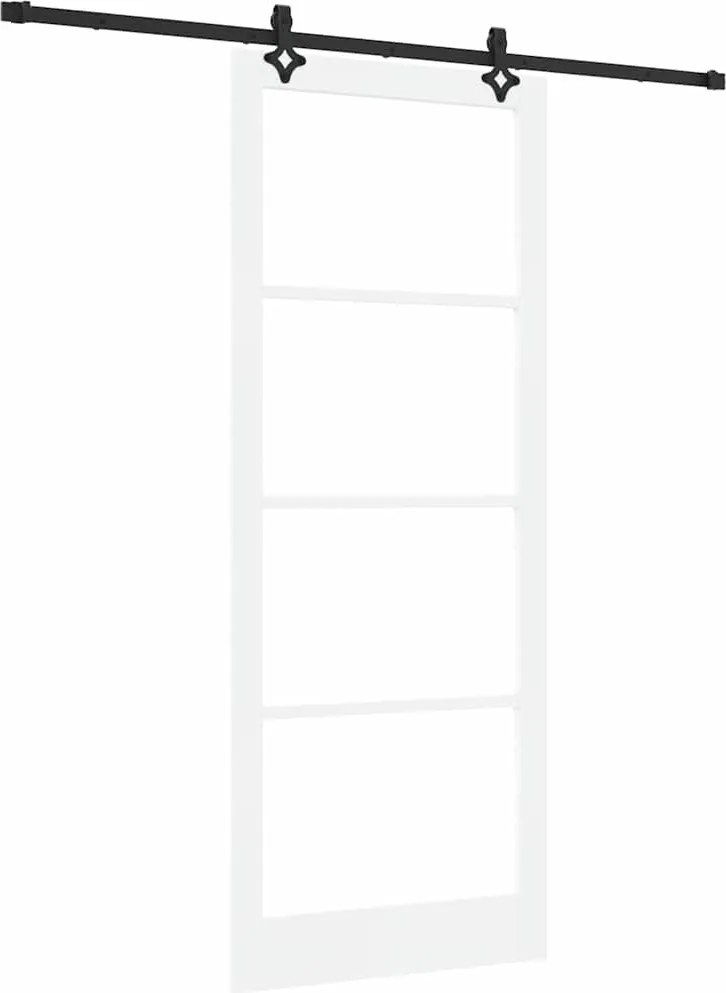 Posuvné dveře Bílá 93 x 232 cm Masivní borové dřevo a sklo 3332320