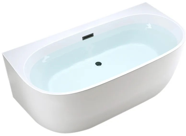 BPS-koupelny Volně stojící akrylátová vana ke stěně HYD-5190 NR526B 150x80 bílá, odtokový komplet černý