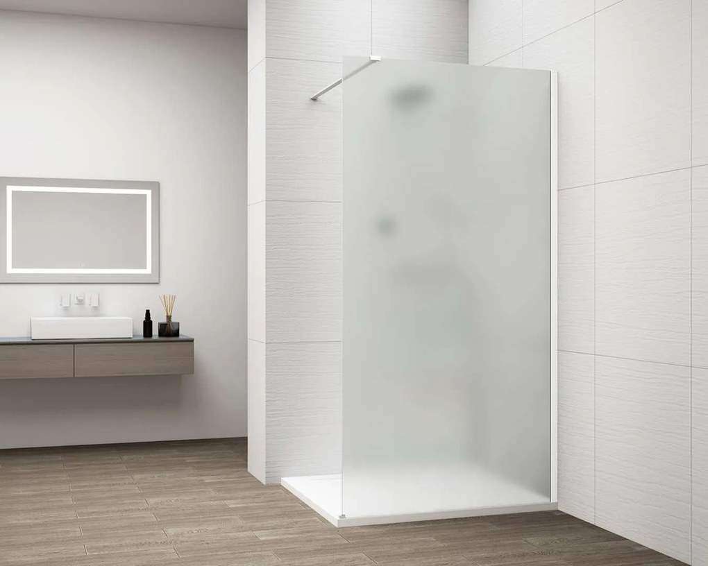 Polysan Esca - Sprchová stěna Walk-In 90x210 cm, Antidrop, matné sklo/bílá ES1190-03