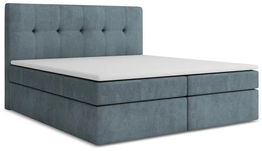 Světle modrá boxspring postel s úložným prostorem 140x200 cm Palta – Makamii