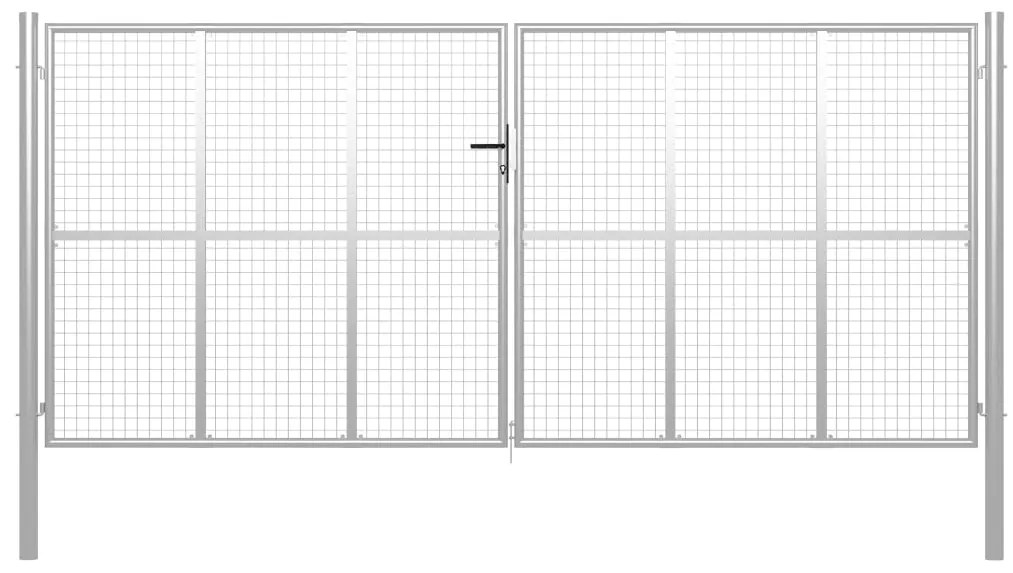 Zahradní brána pozinkovaná ocel 400 x 200 cm stříbrná 144303