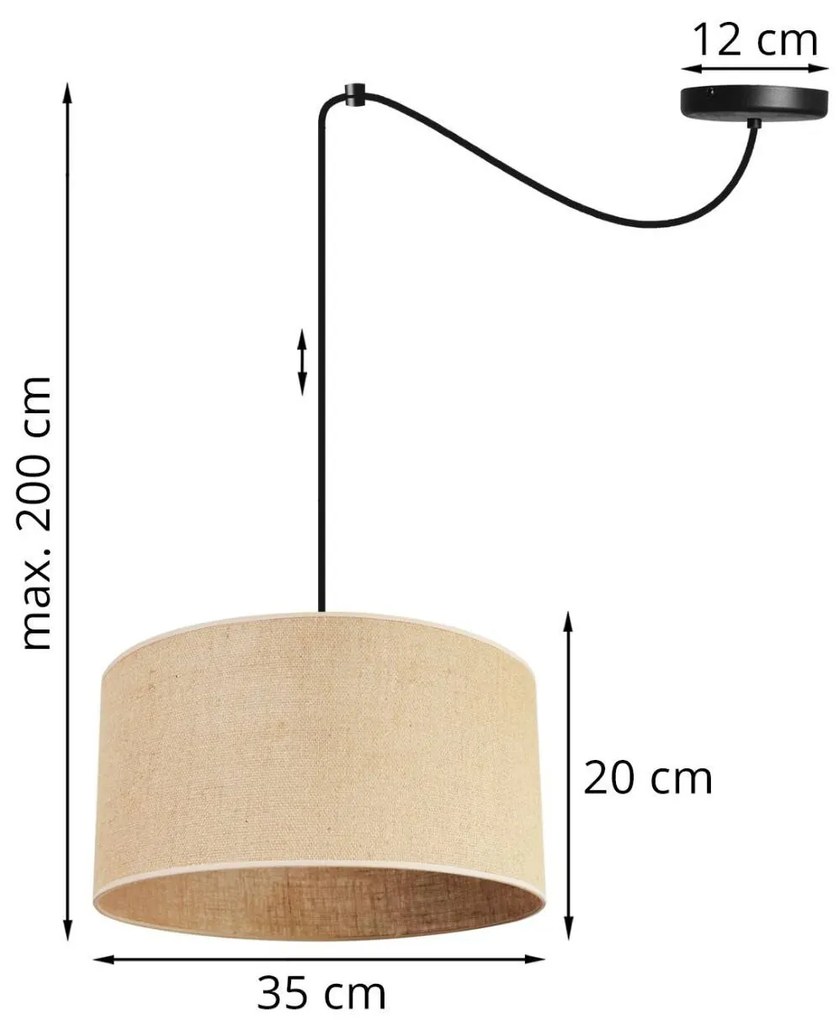 Závěsné svítidlo JUTA SPIDER, 1x jutové stínítko, (výběr ze 2 barev konstrukce), (fi 35cm)