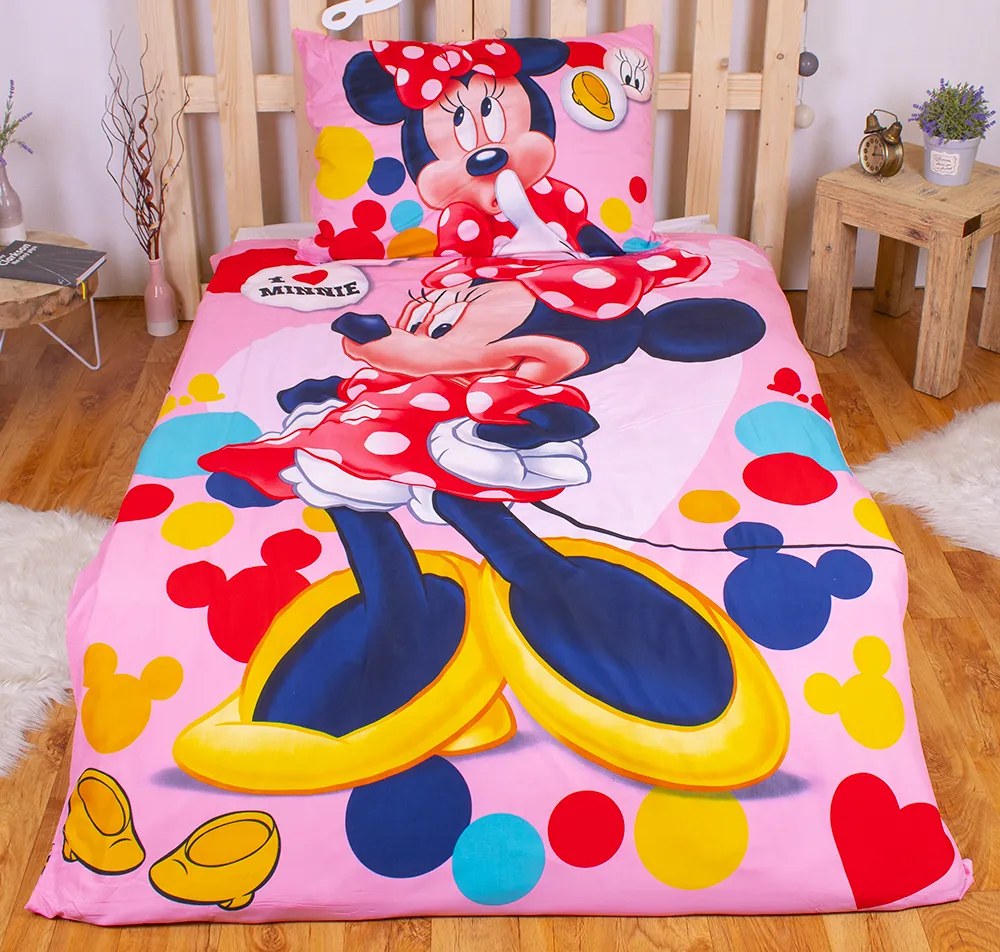 Dětské povlečení z mikrovlákna I love Minnie 140x200+70x90