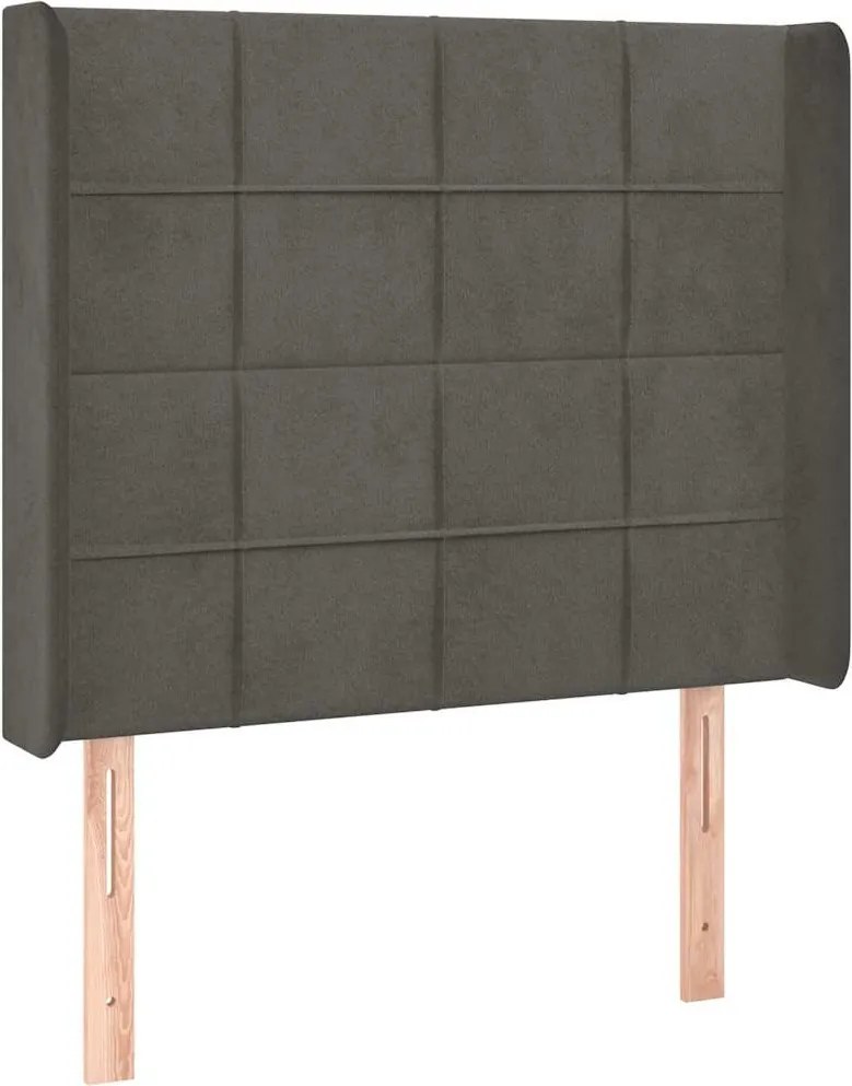 Čelo postele typu ušák tmavě šedé 83x16x118/128 cm samet 3119611