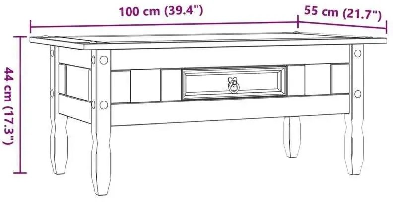 Konferenční stolek, masivní borovicové dřevo, přírodní/šedá, NoBi LEON 2