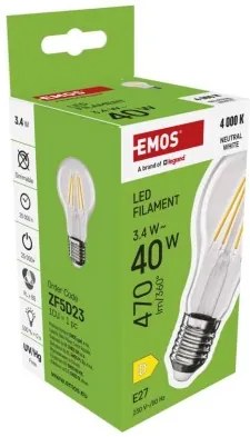 Emos lighting LED žárovka Filament A60 / E27 / 3,4 W (40 W) / 470 lm / neutrální bílá 1525733497