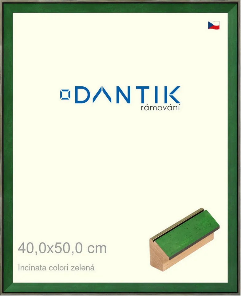 DANTIK rámeček 40x50 | INCLINATA colori zelená (Plexi Čiré)