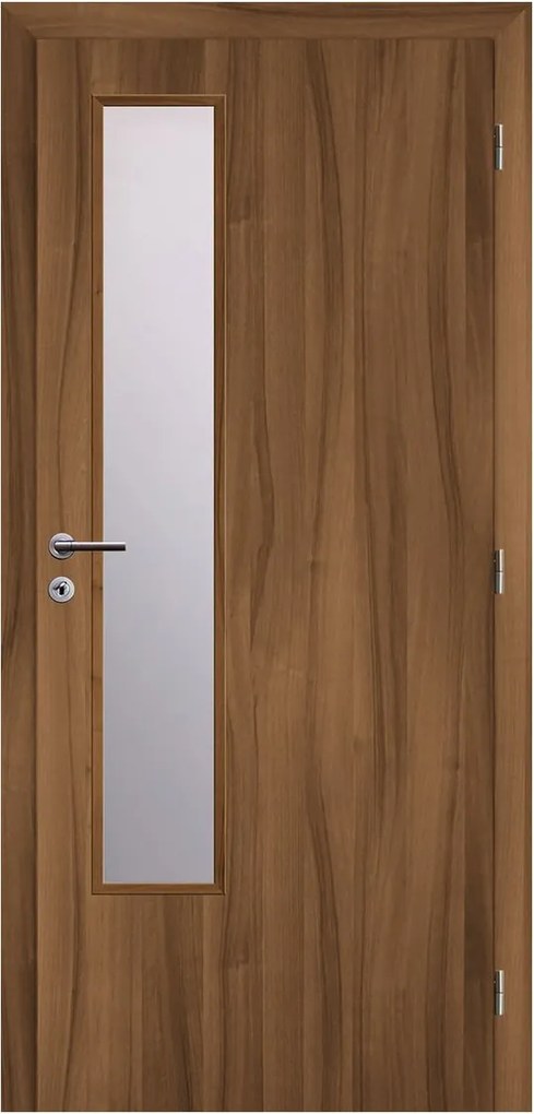 Solodoor Interiérové dveře L2 sklo, 80 P, 80 × 197 cm, fólie, pravé, ořech královský, prosklené