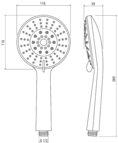 Deante Neo Joko, 5-funkční ruční sprchová hlavice, chromová, NBJ_051S