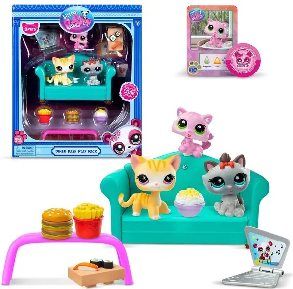 Set tří figurek Hasbro Littlest Pet Shop večeře Vícebarevná