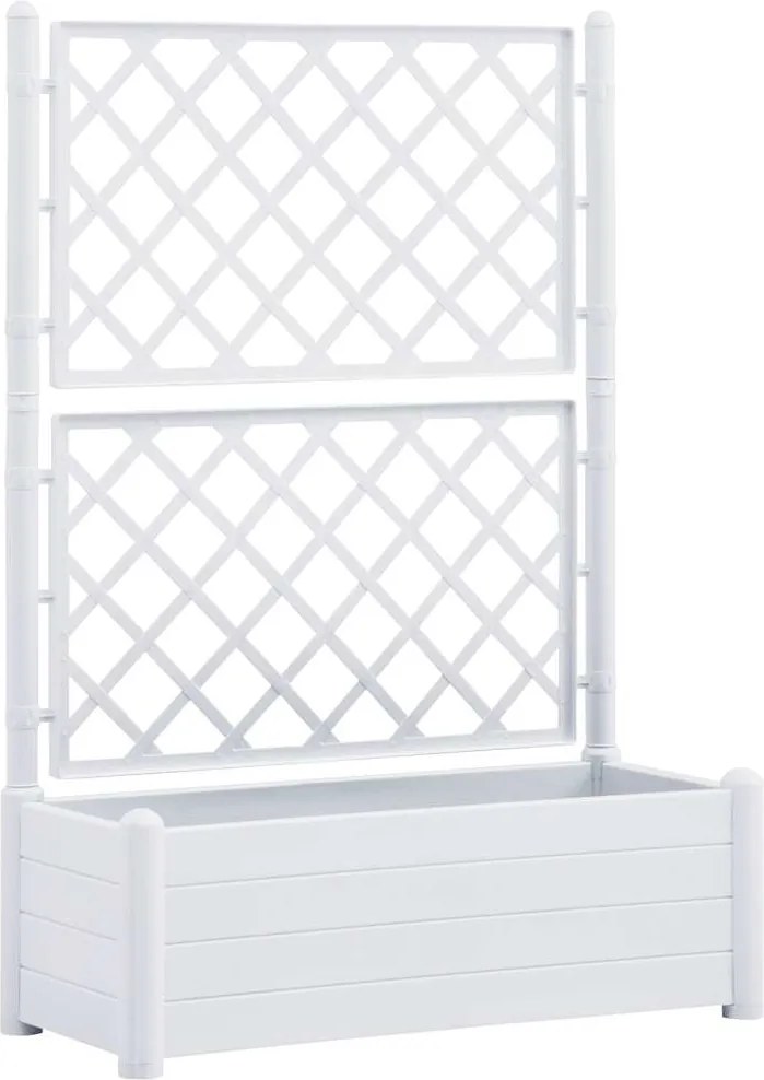 Zahradní truhlík s treláží 100 x 43 x 142 cm PP bílý 313983