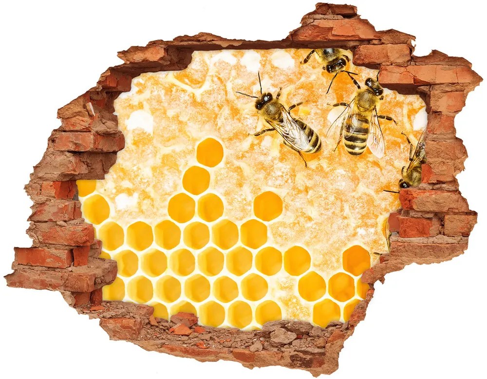 Wallmuralia Díra 3D fototapeta nálepka Včely 90x70 cm